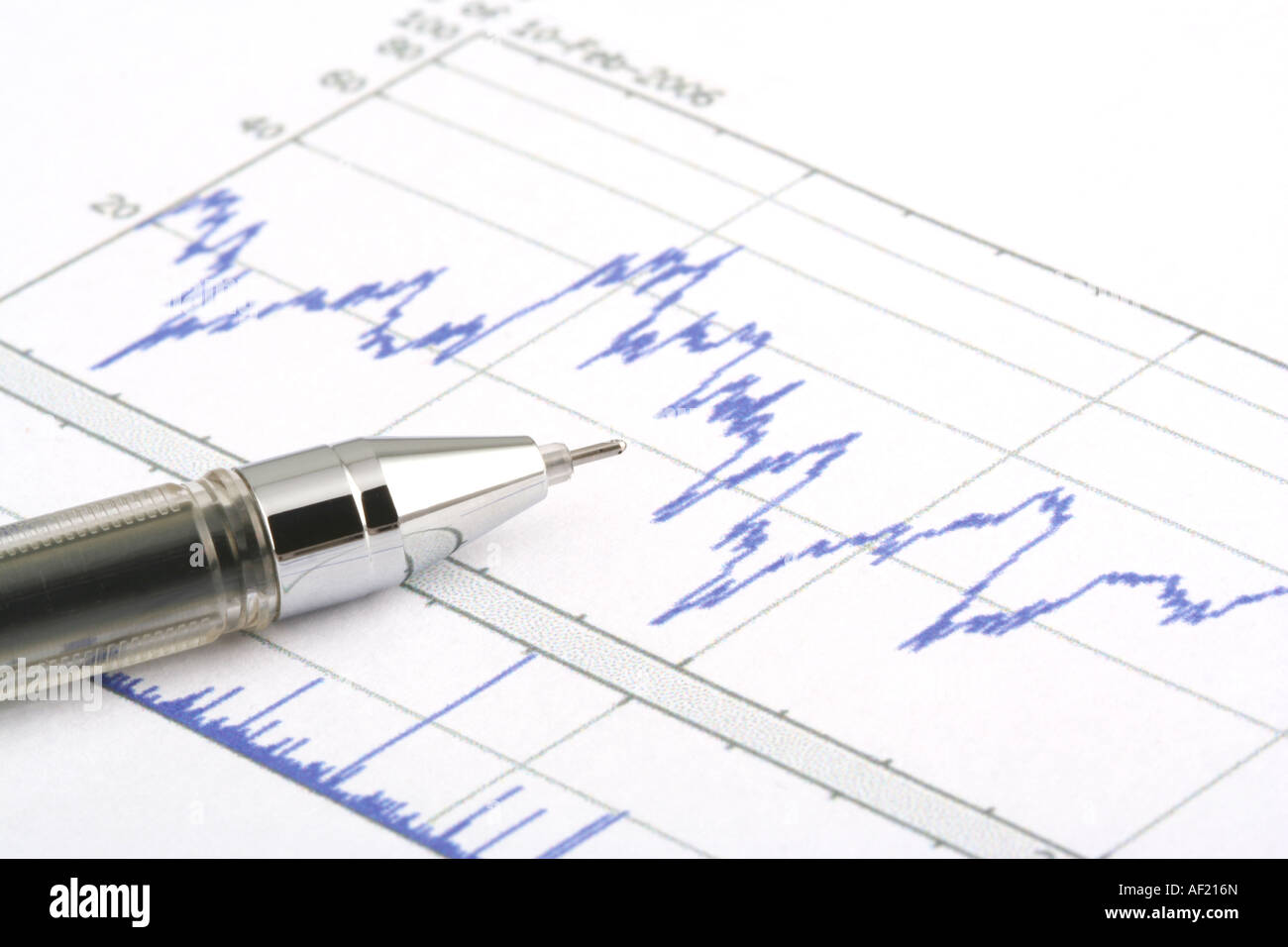 pen on stock chart Stock Photo - Alamy
