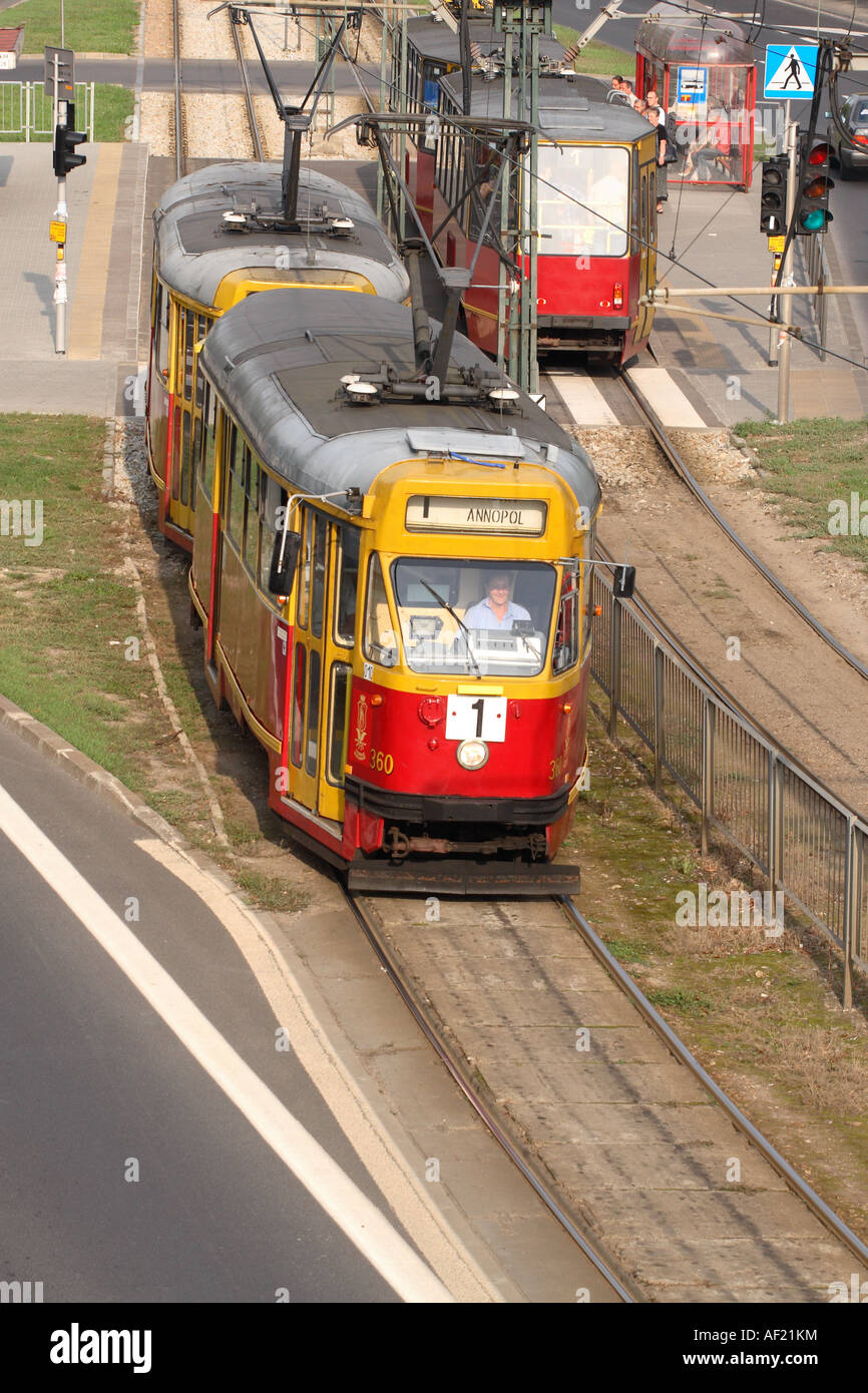 Warsaw Poland public transport tram network Stock Photo - Alamy