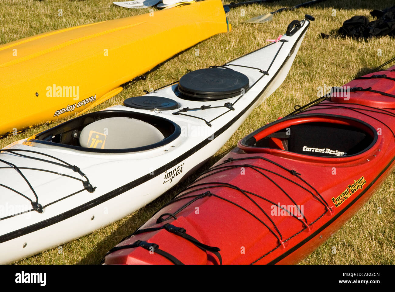 kayaks on the ground at the annual Door County Kayak Symposium at ...