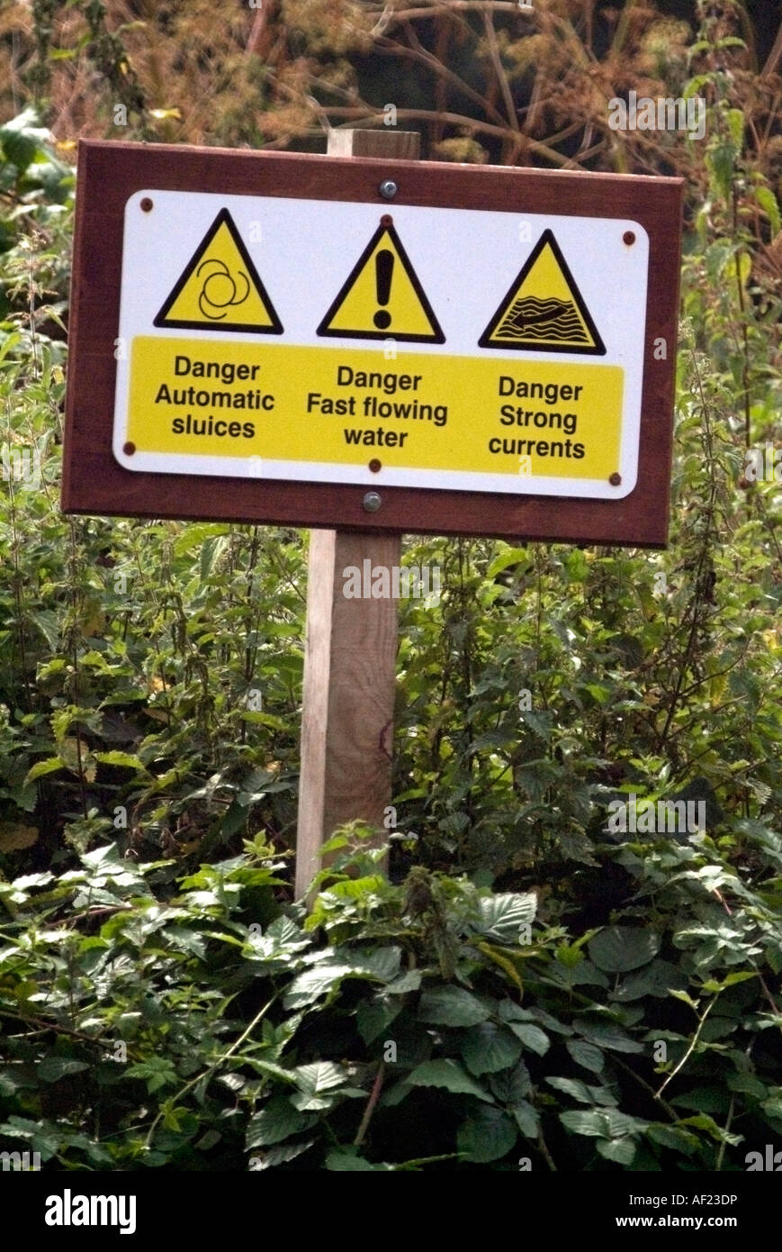 river side warning sign Stock Photo - Alamy