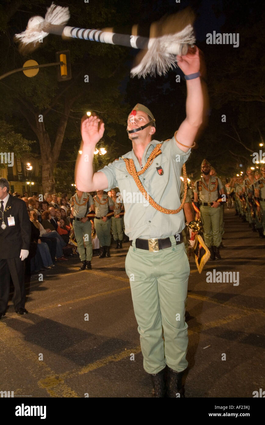Legionnaire (legionario) throwing his moving baton during the Holy Week ...