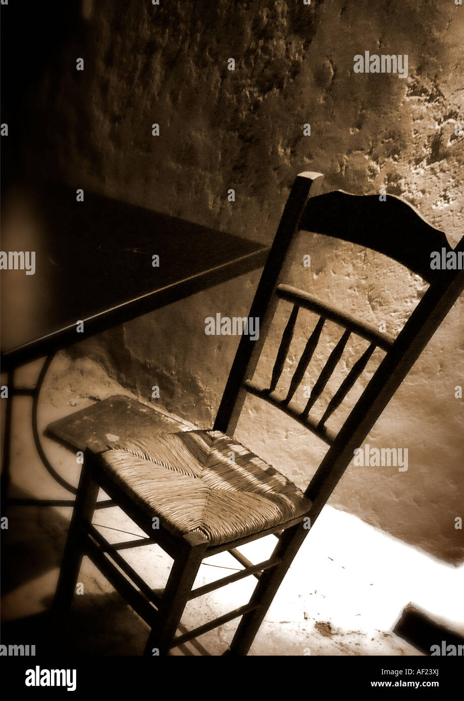 single chair and table Stock Photo - Alamy