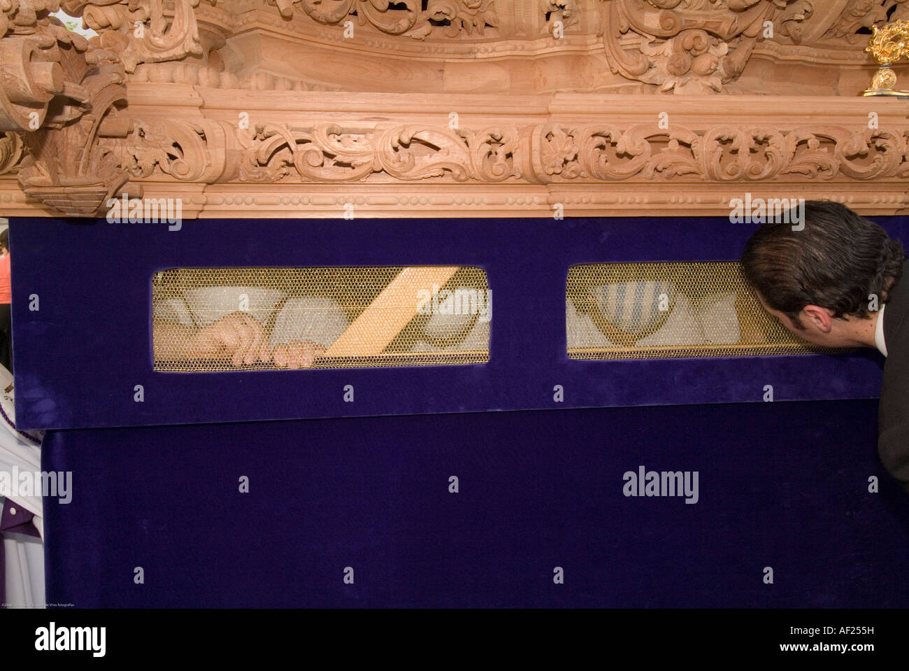 throne (paso) during Holy Week (Semana Santa) processions in Seville ...