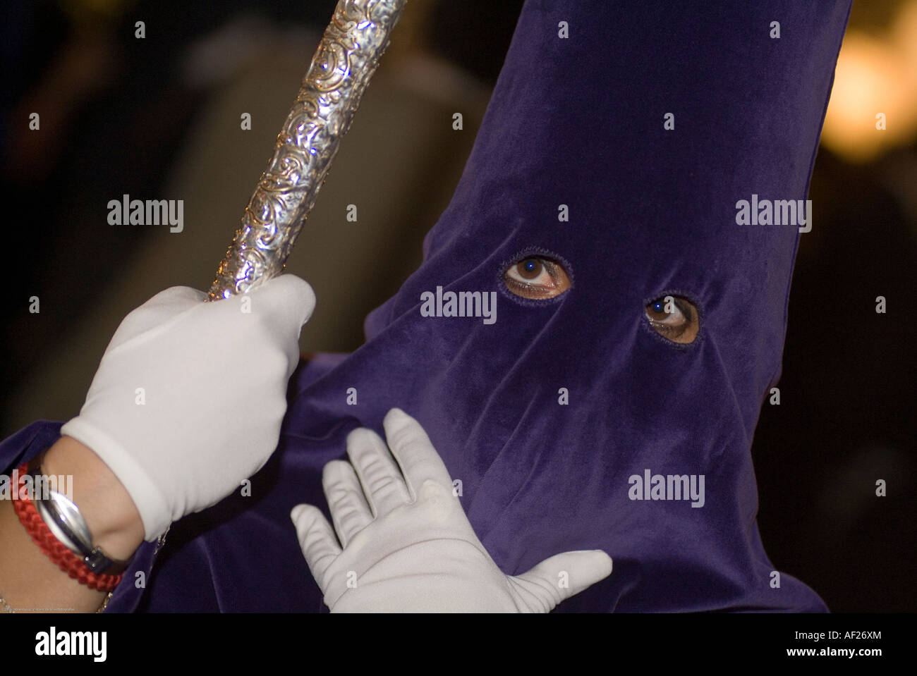 Penitent, Nazareno during Holy Week (Semana Santa) processions in ...