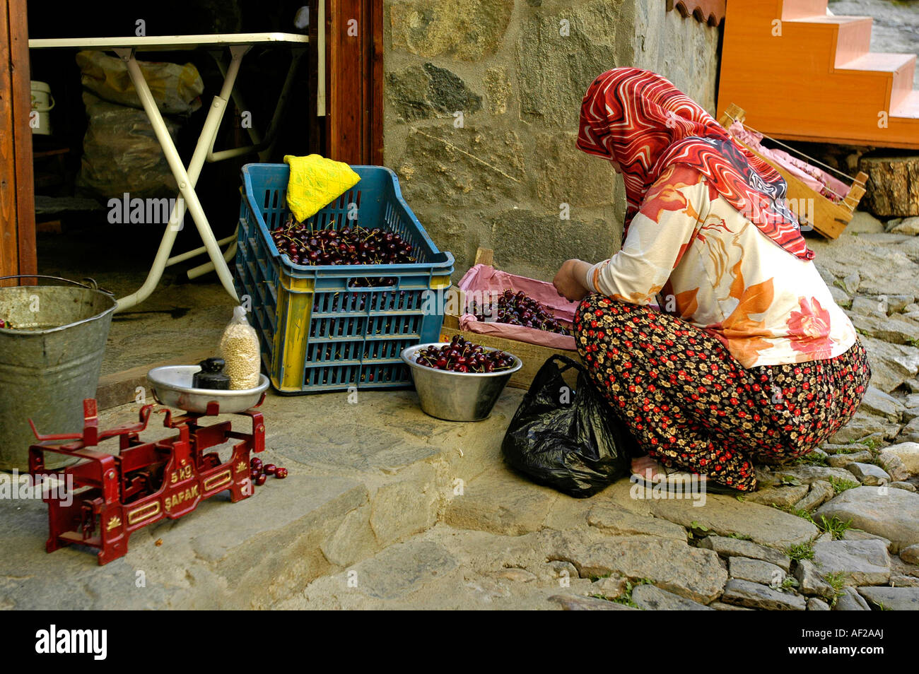 Cherry season at Cumalikizik an old Ottoman village in Bursa Turkey ...