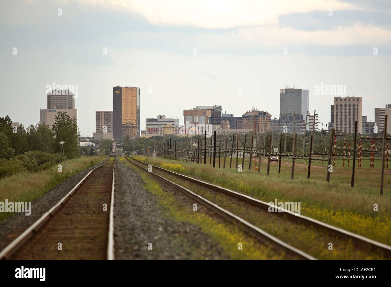 CPR railway tracks heading west out of Regina in scenic Saskatchewan ...