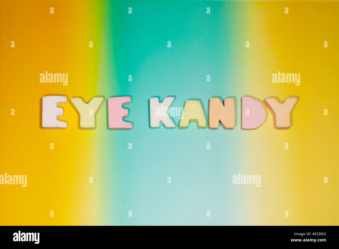 eye kandy written with sweets Stock Photo - Alamy