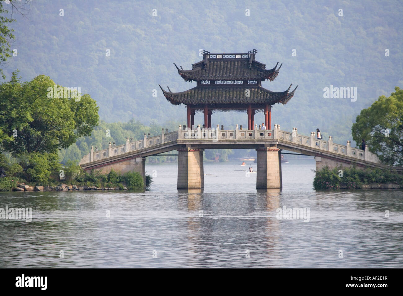 Pavilion bridge on the West Lake Hangzhou Zhejiang Province China Stock ...