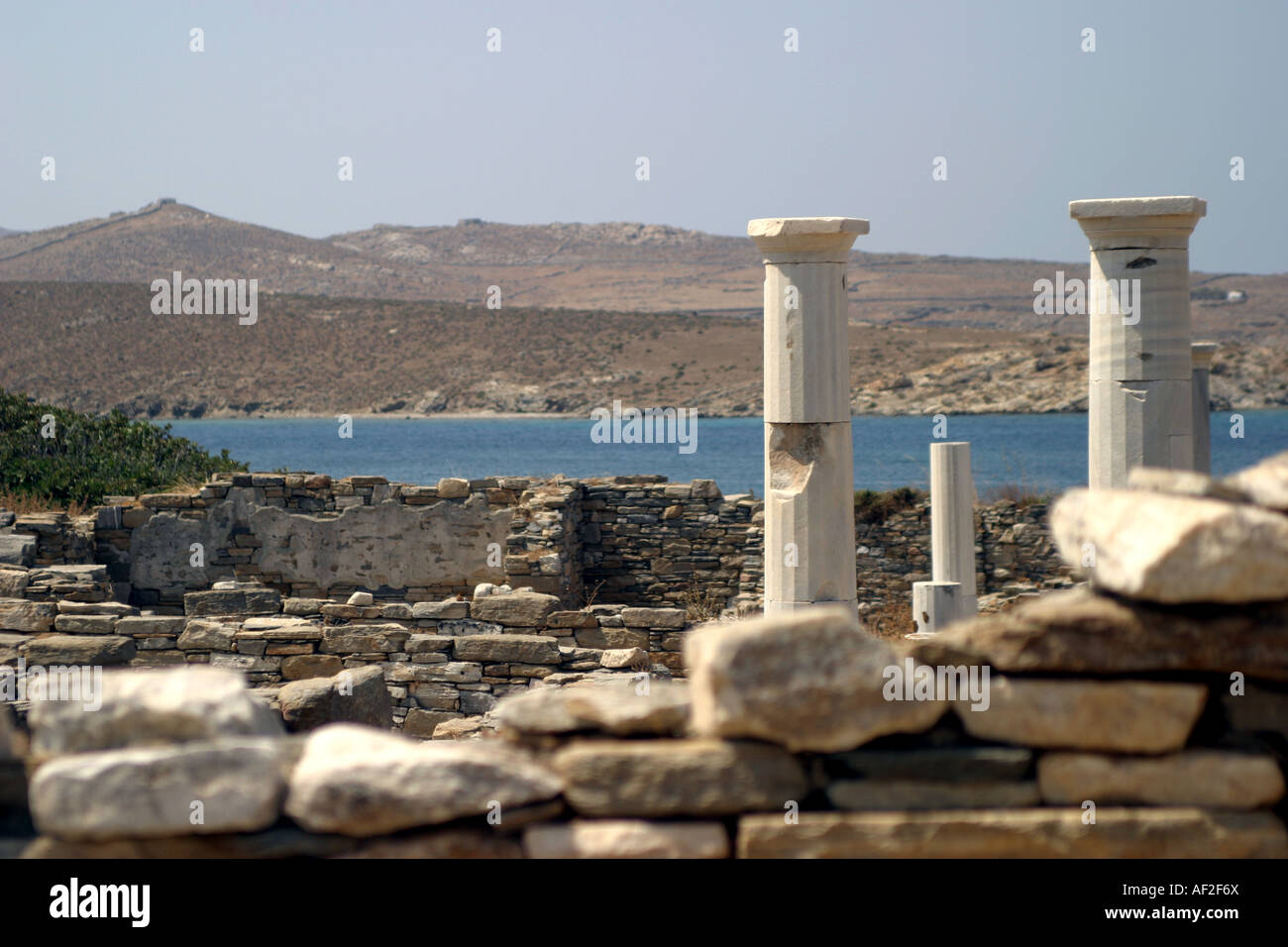 Doric columns and ruins at Delos island Greece Stock Photo - Alamy