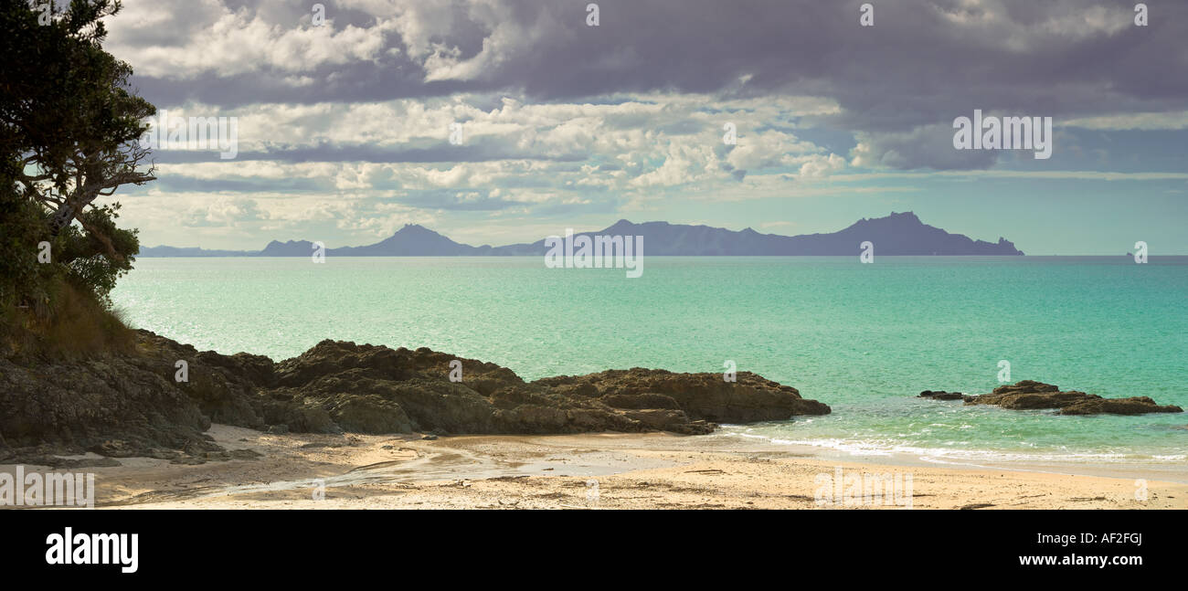 Bream Head with Northland beach in foreground. New Zealand Stock Photo ...
