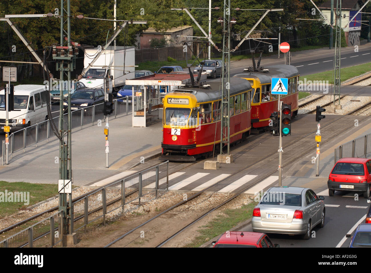 Warsaw Poland passenger public transport tram Stock Photo - Alamy
