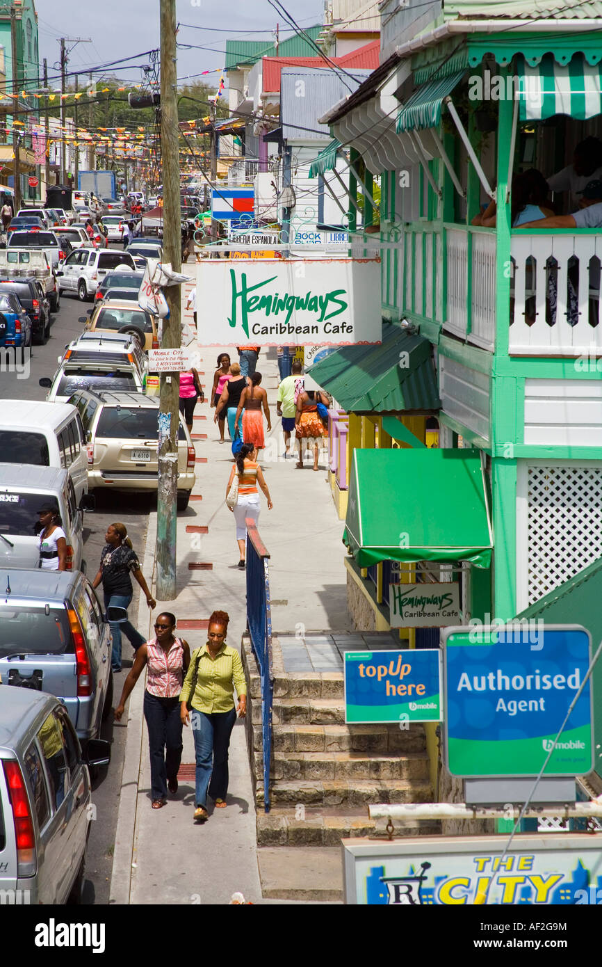 Shops at the Harbour in St Johns in Antigua Stock Photo - Alamy