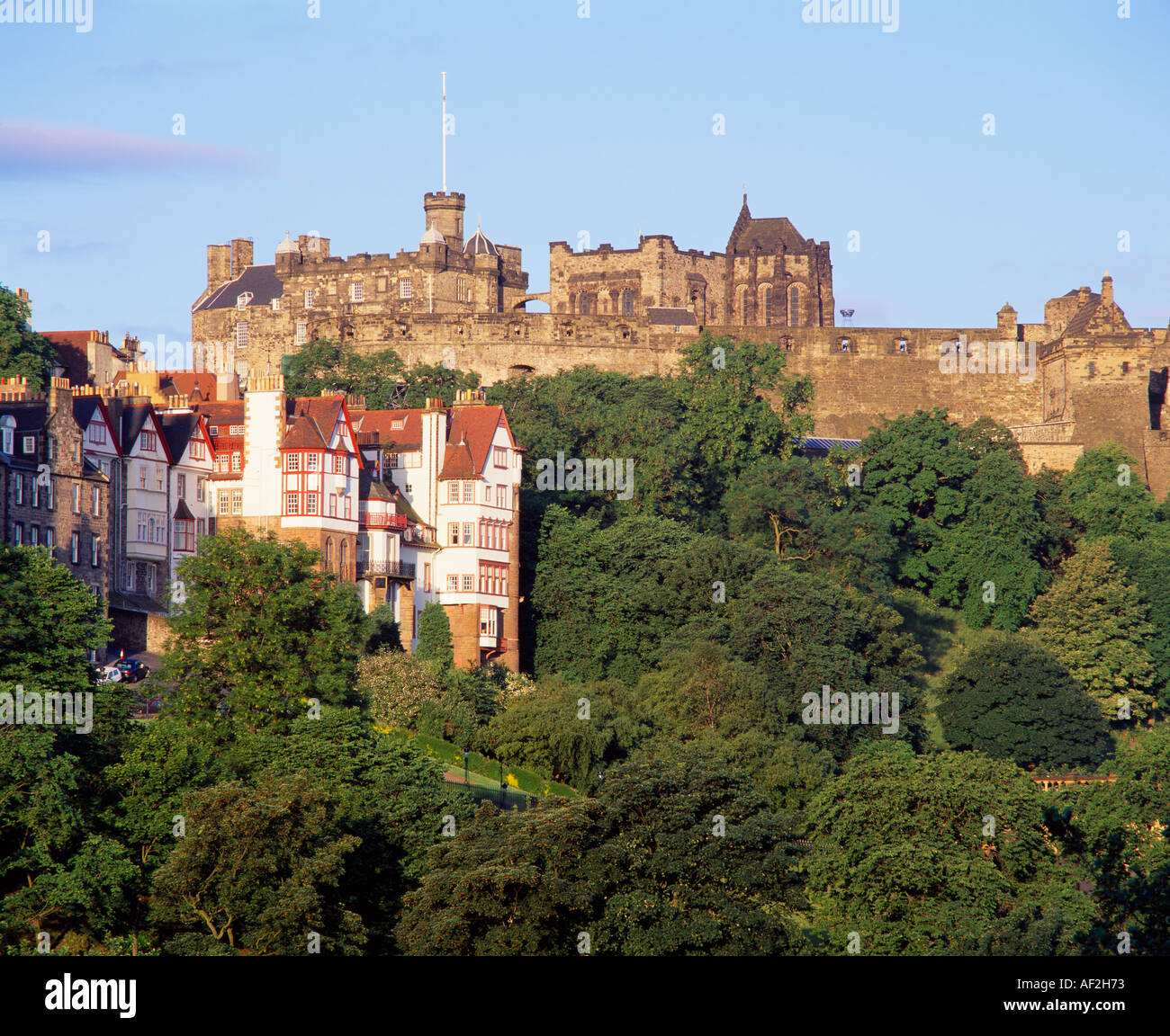 Edinburgh Castle and Ramsay Gardens, Edinburgh, Scotland, UK Stock ...