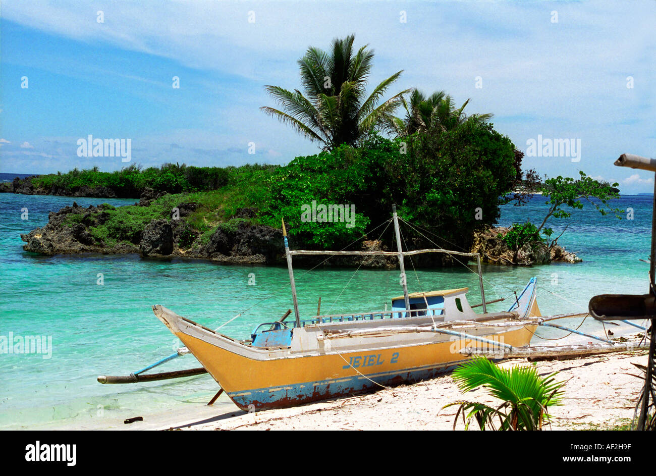 Filipino boat on beach Boracay Stock Photo - Alamy
