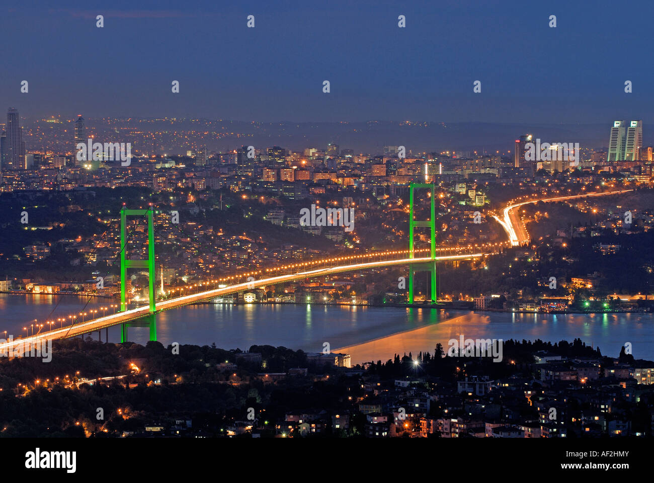 Bosphorus Bridge by night Istanbul, Turkey Stock Photo - Alamy