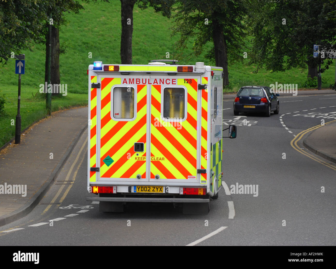 Ambulance attending an emergence call Stock Photo - Alamy