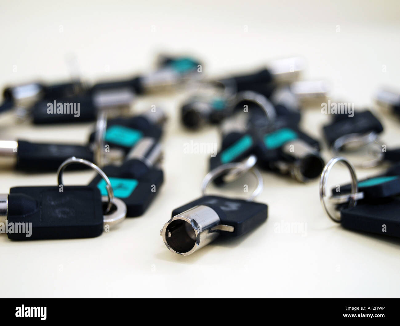 Computer security keys on white background Stock Photo - Alamy