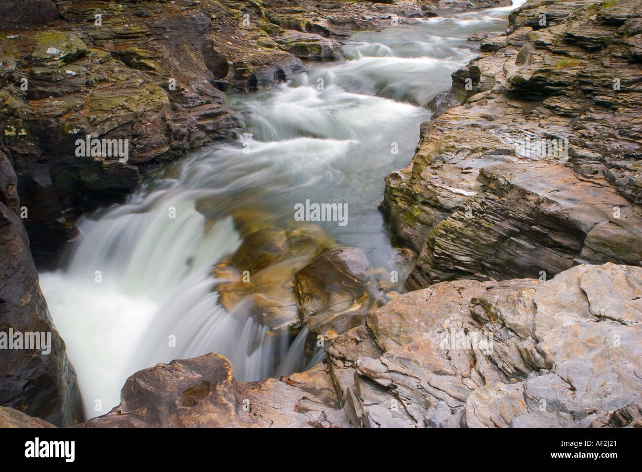 Linn o' Dee flowing waterfall, gorge river canyon, rock landscape, at ...