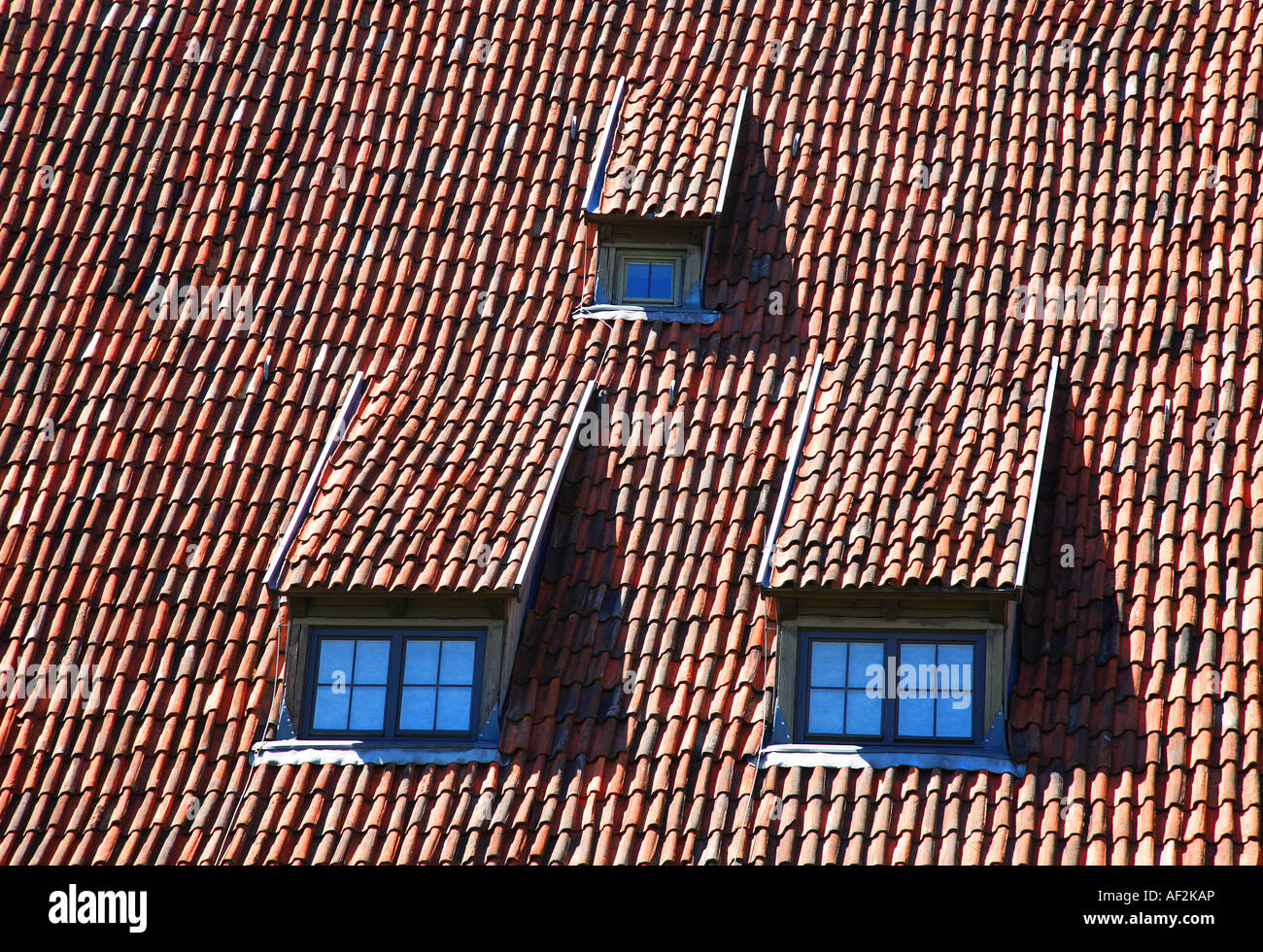 three roof windows looking from the roof Stock Photo - Alamy