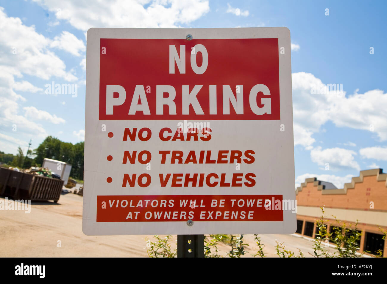 No Parking Sign in a Construction Site Stock Photo - Alamy