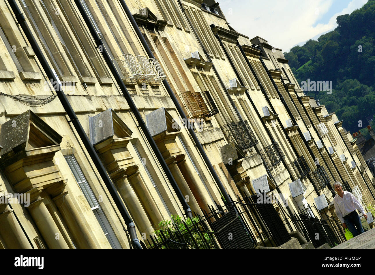Row of tenement houses. front, elevation, property. Bath. England, UK ...