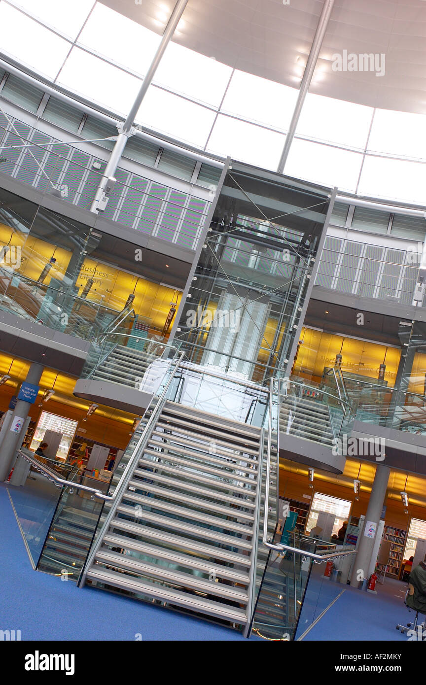 MAIN INTERNAL STAIRCASE IN THE FORUM MILLENIUM LIBRARY, NORWICH, UK ...
