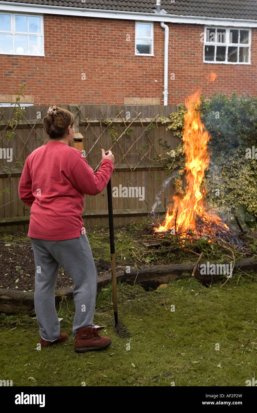 Bonfire in a Hampshire Garden Stock Photo - Alamy