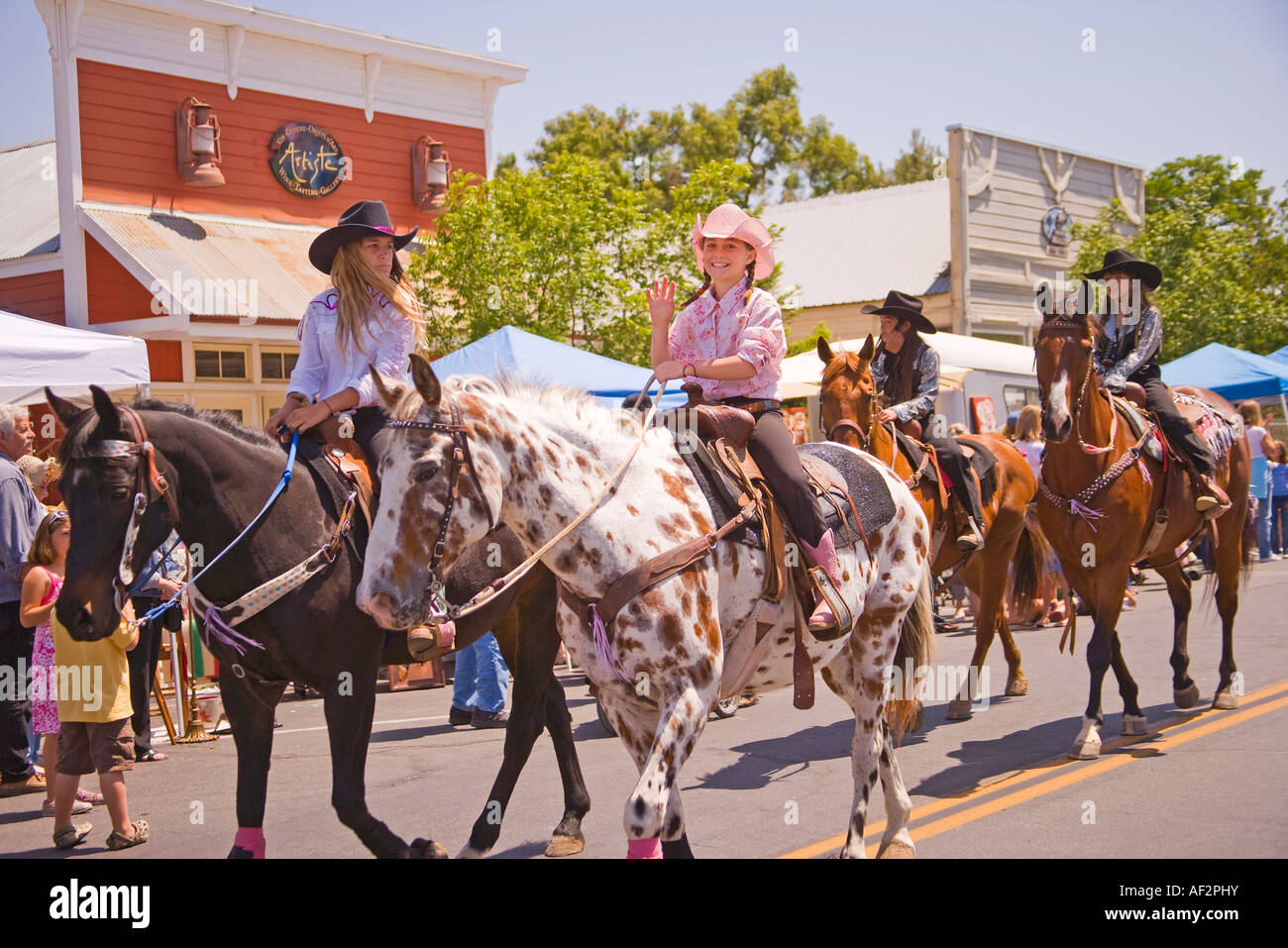 riders on horses Old Santa Ynez Day Parade Santa Ynez California Stock ...