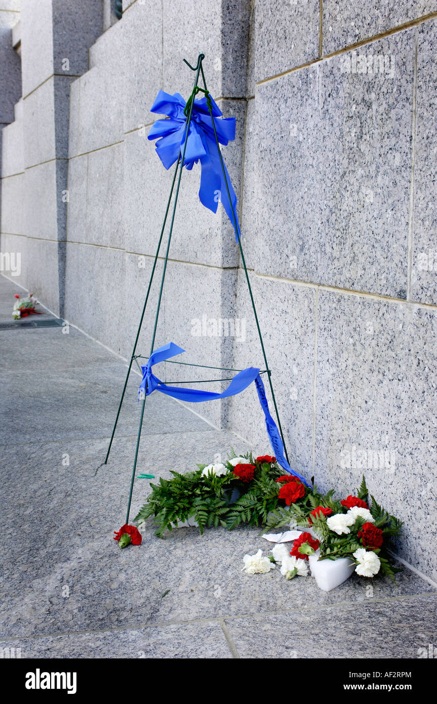 Broken wreath at World War II Memorial in Washington DC, spring 2007 ...