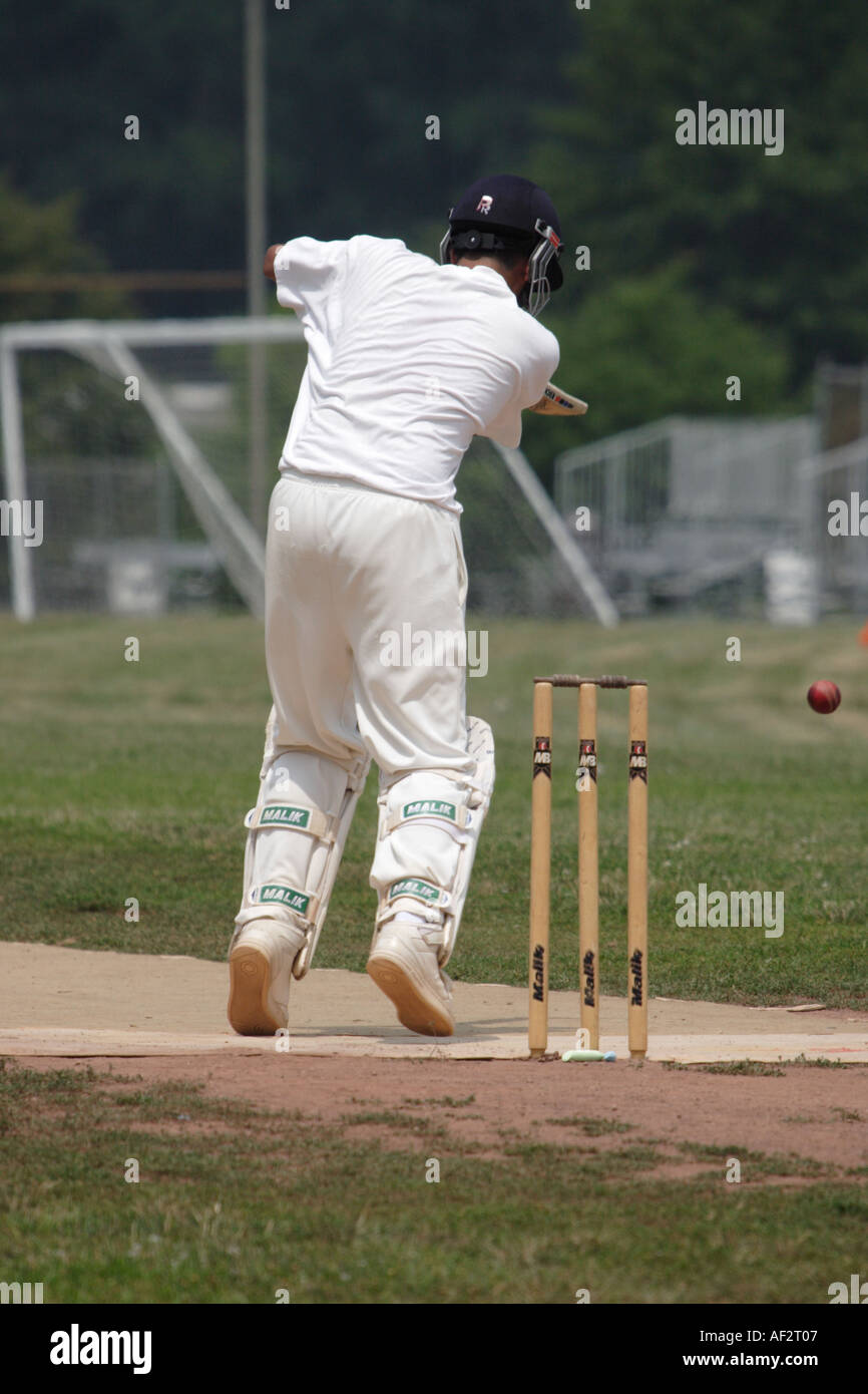 Cricket pitch bowled wide Stock Photo - Alamy
