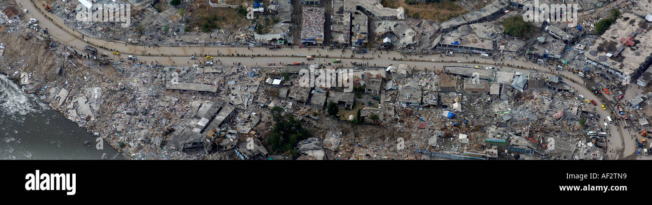 Aerial view of earthquake hit town of Balakot, Pakistan, 8 October ...