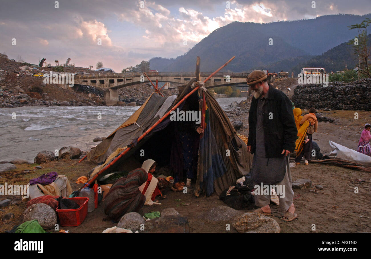Earthquake survivors in tents near Balakot, Pakistan, 8 October, 2005 ...