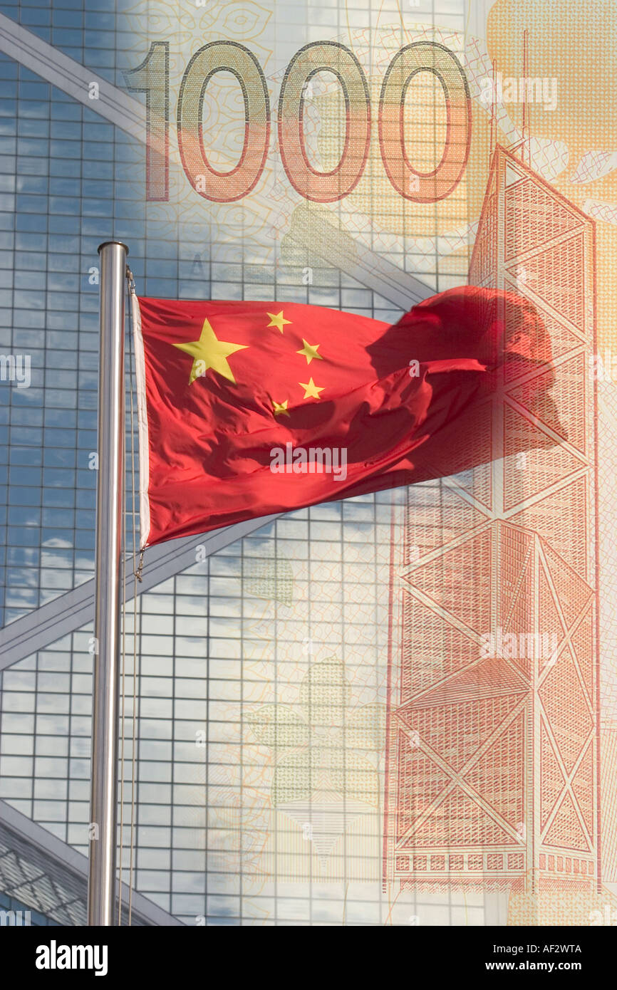 Banking Concept Hong Kong Bank of China BOC with $1000 note currency ...