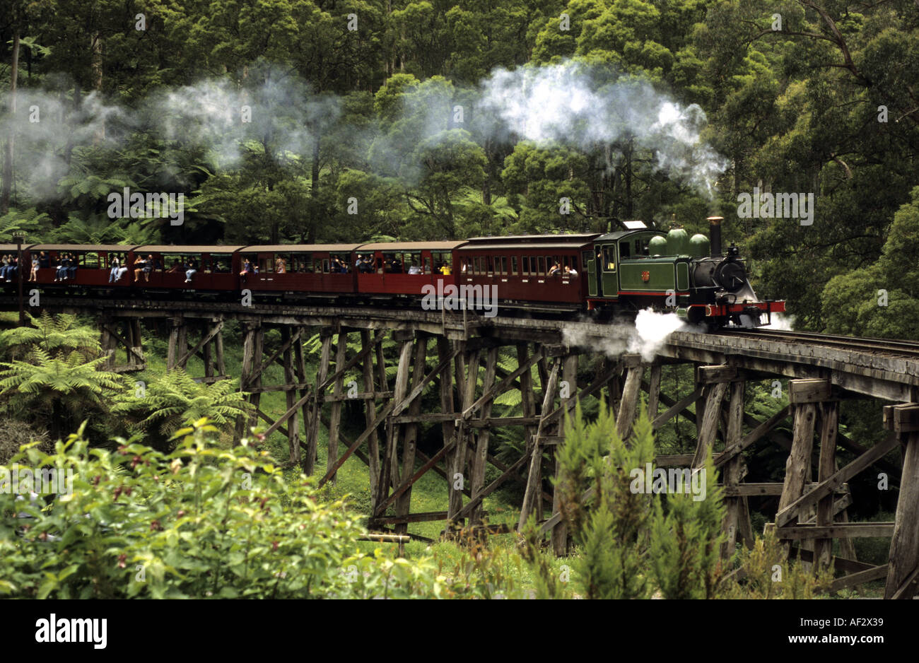 Steam train on Puffing Billy Railway, Belgrave, Victoria, Australia ...