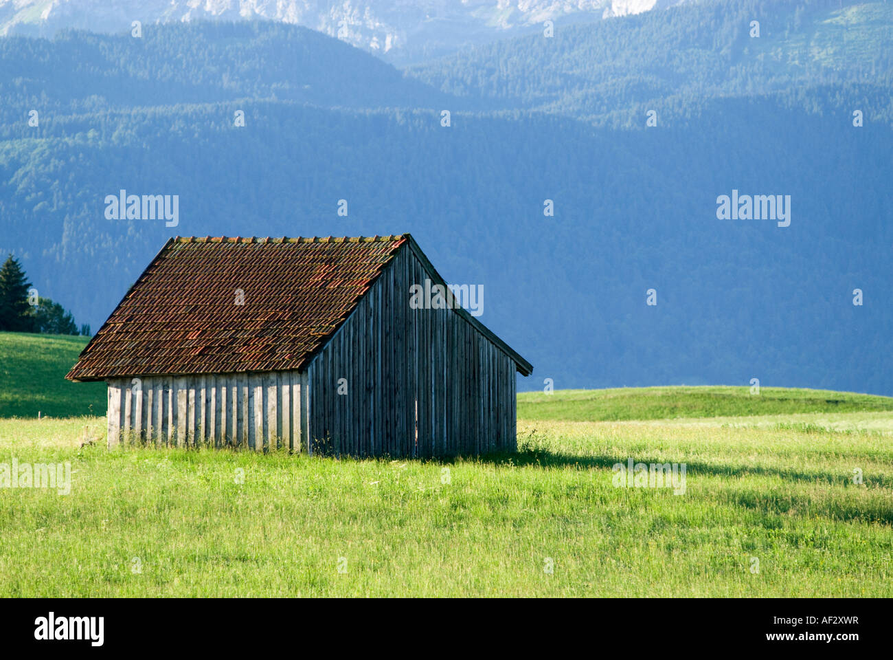 Small barn near Füssen in the Allgau region of Bavaria, Germany Stock ...
