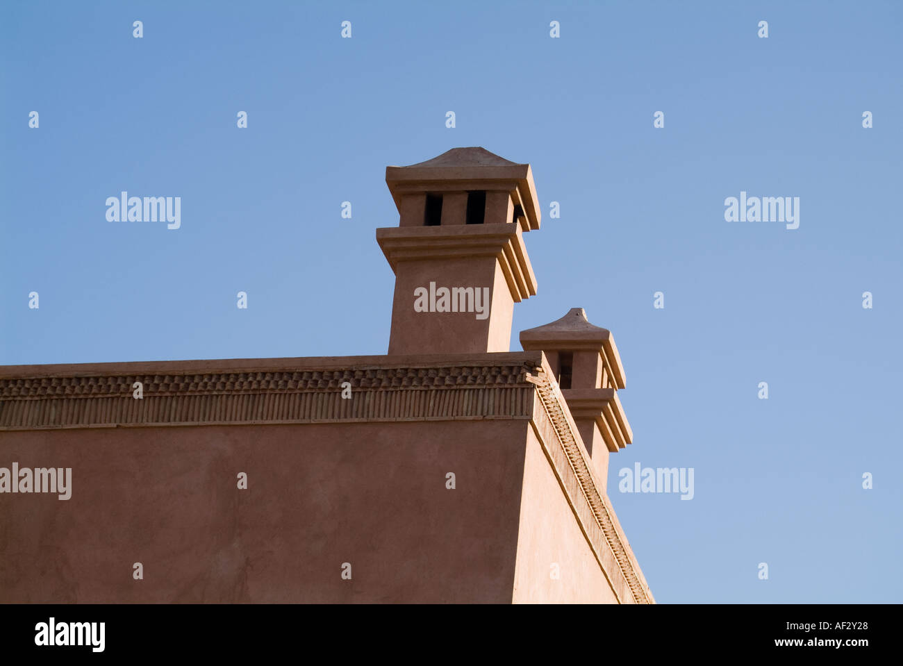 Marrakesh, Marrakech, Morocco. Detailed of traditional parapet ...