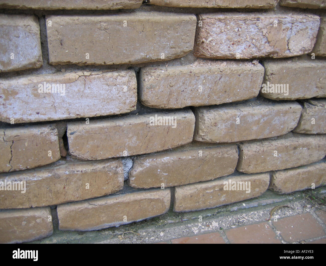 Salinity salt affected bricks with lost mortar Stock Photo - Alamy