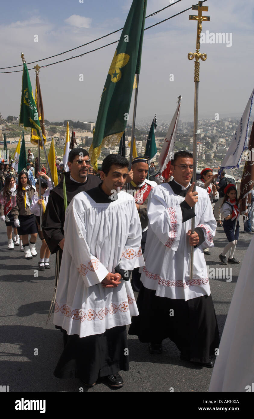Israel Jerusalem Mount of Olives Palm Sunday catholic Procession Two ...