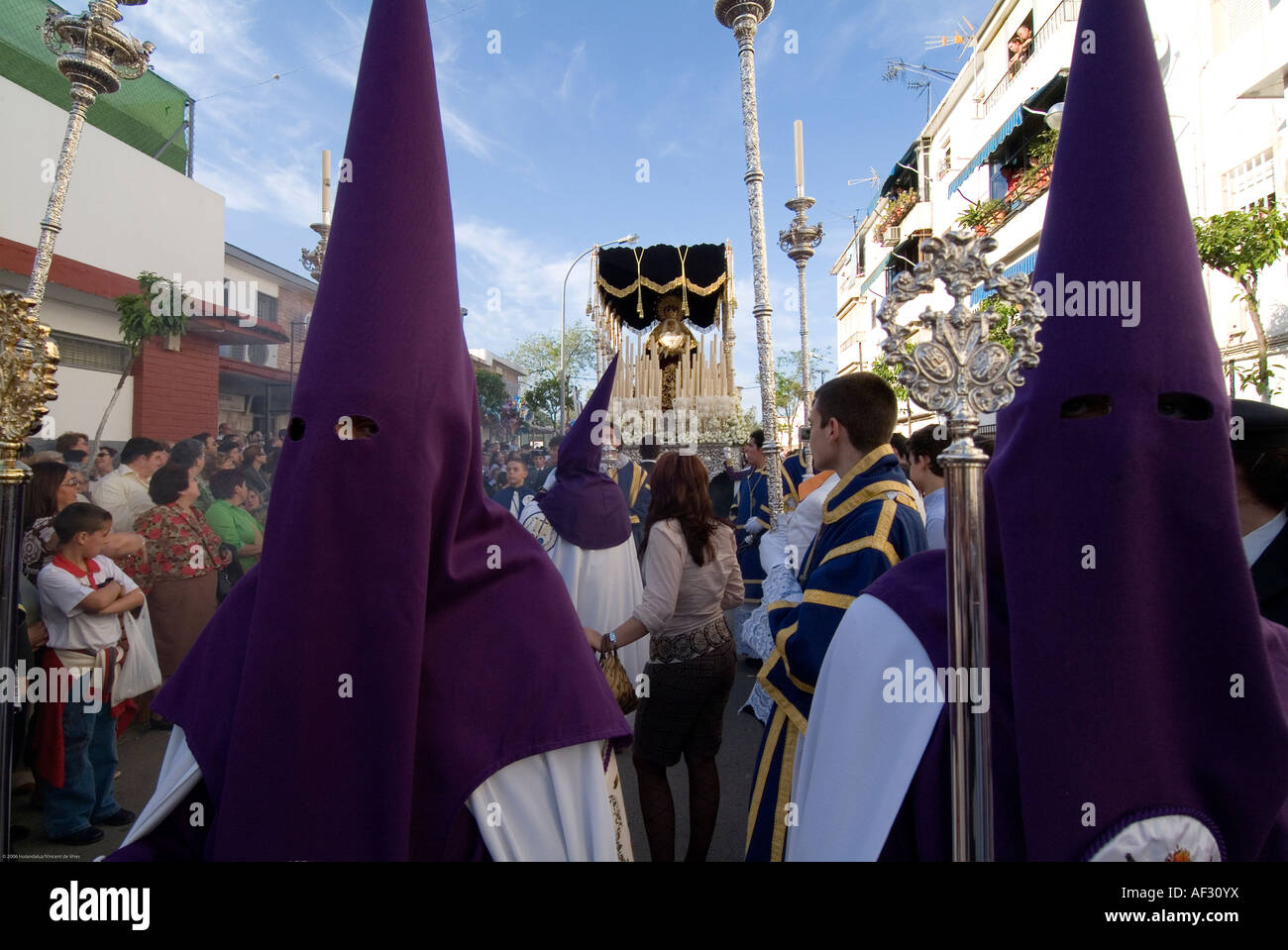 Penitents, Nazarenos during Holy Week (Semana Santa) processions in ...