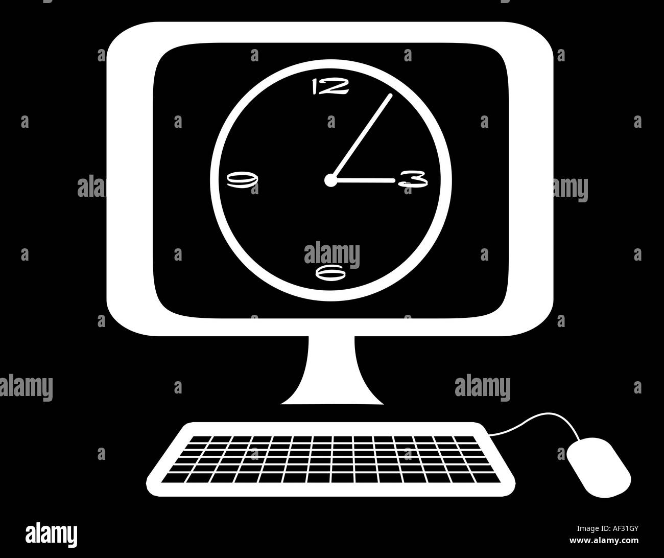 Desktop Computer with clock Stock Photo - Alamy