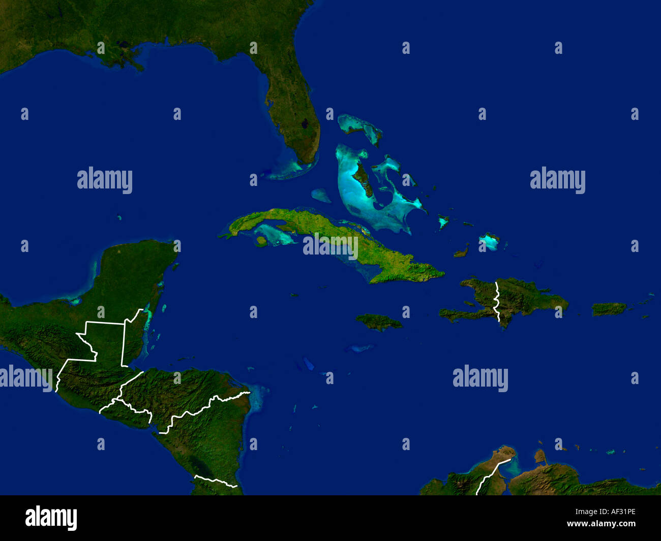 Highlighted Satellite Image Of Cuba Stock Photo - Alamy