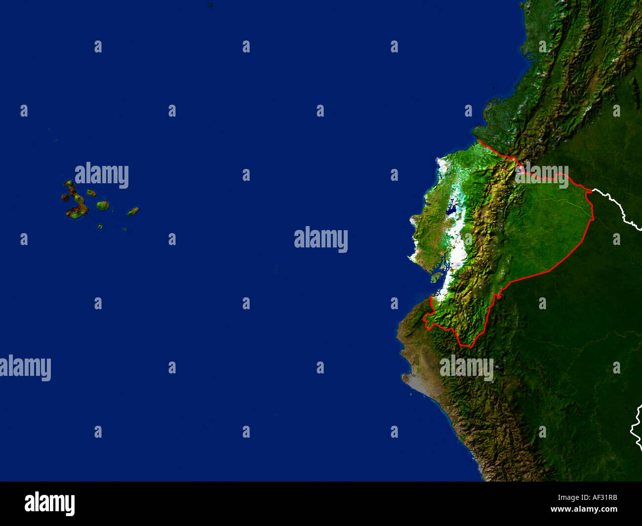 Highlighted Satellite Image Of Ecuador Stock Photo - Alamy