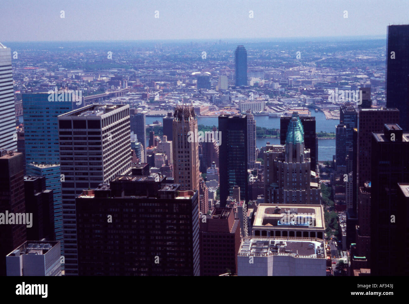 View over Manhattan from the top of the Rockefeller Tower, New York ...
