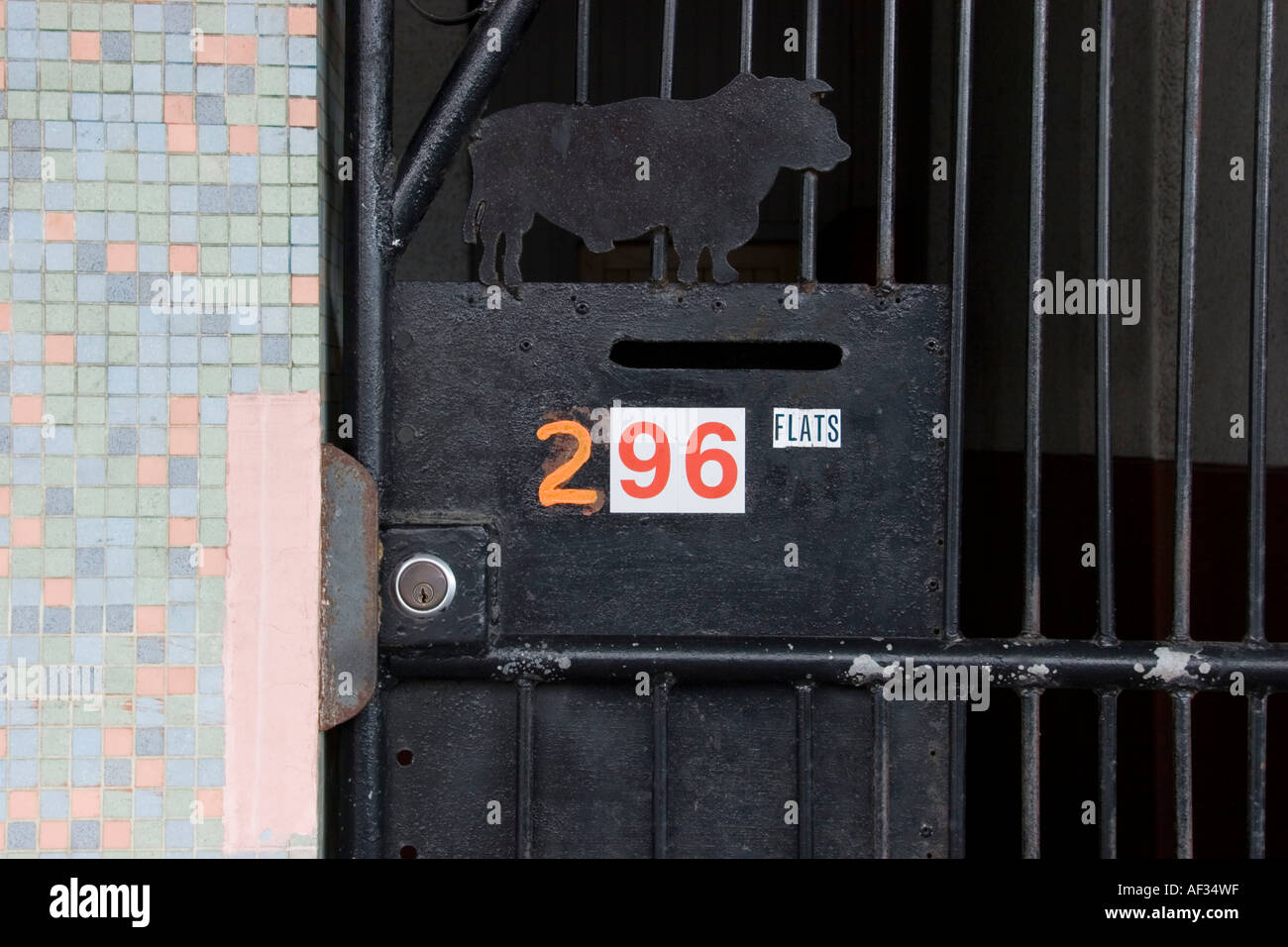 bull sign on metal gate Stock Photo - Alamy