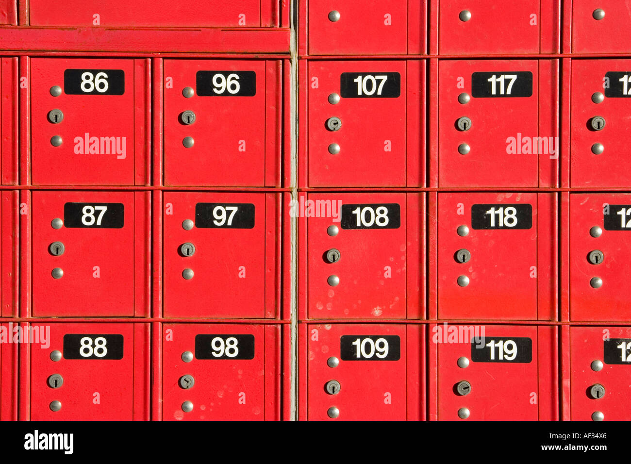 numbered red mailboxes Stock Photo - Alamy