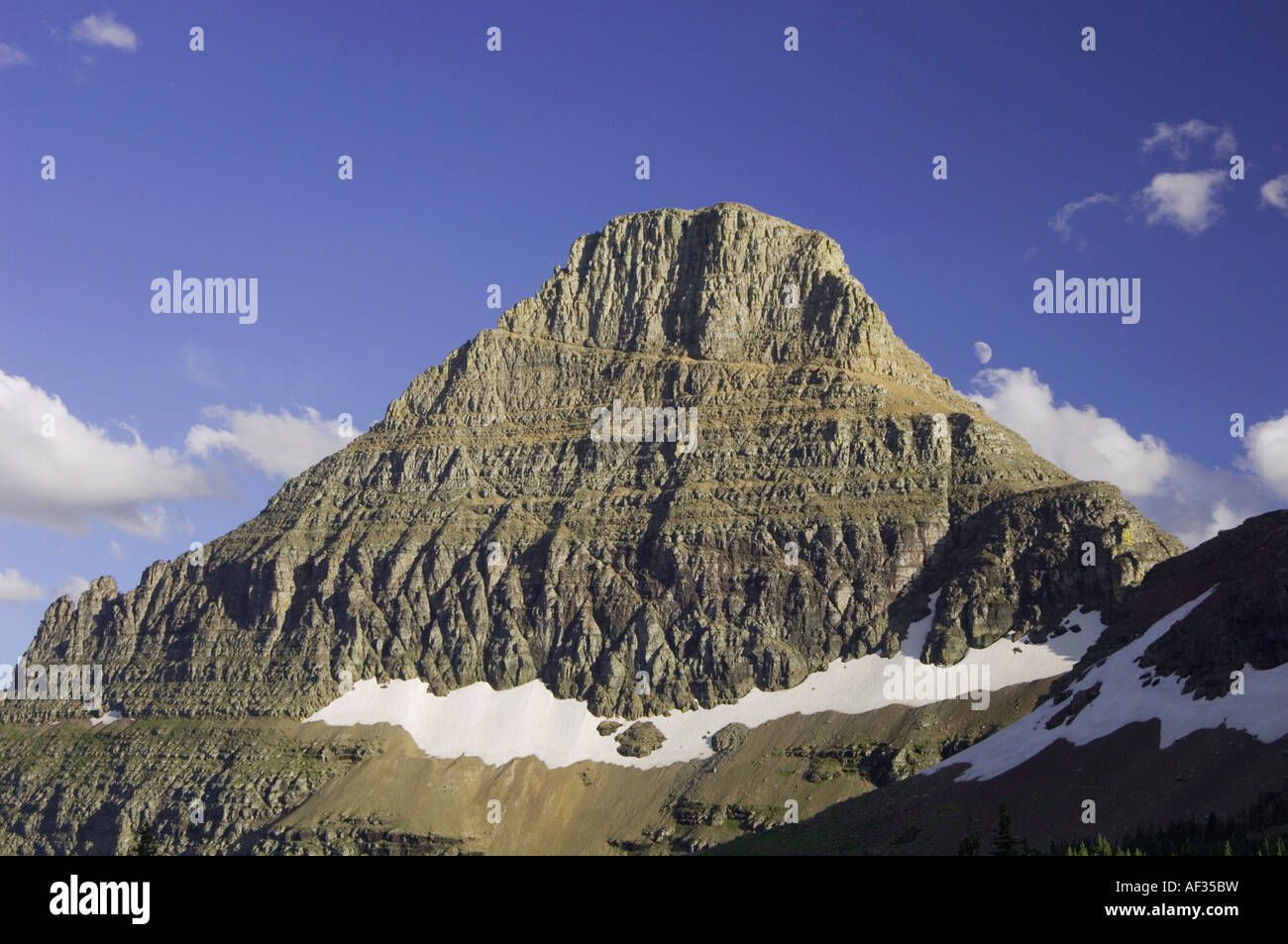 Mount Reynolds with moon Glacier National Park Montana USA July 2007 ...