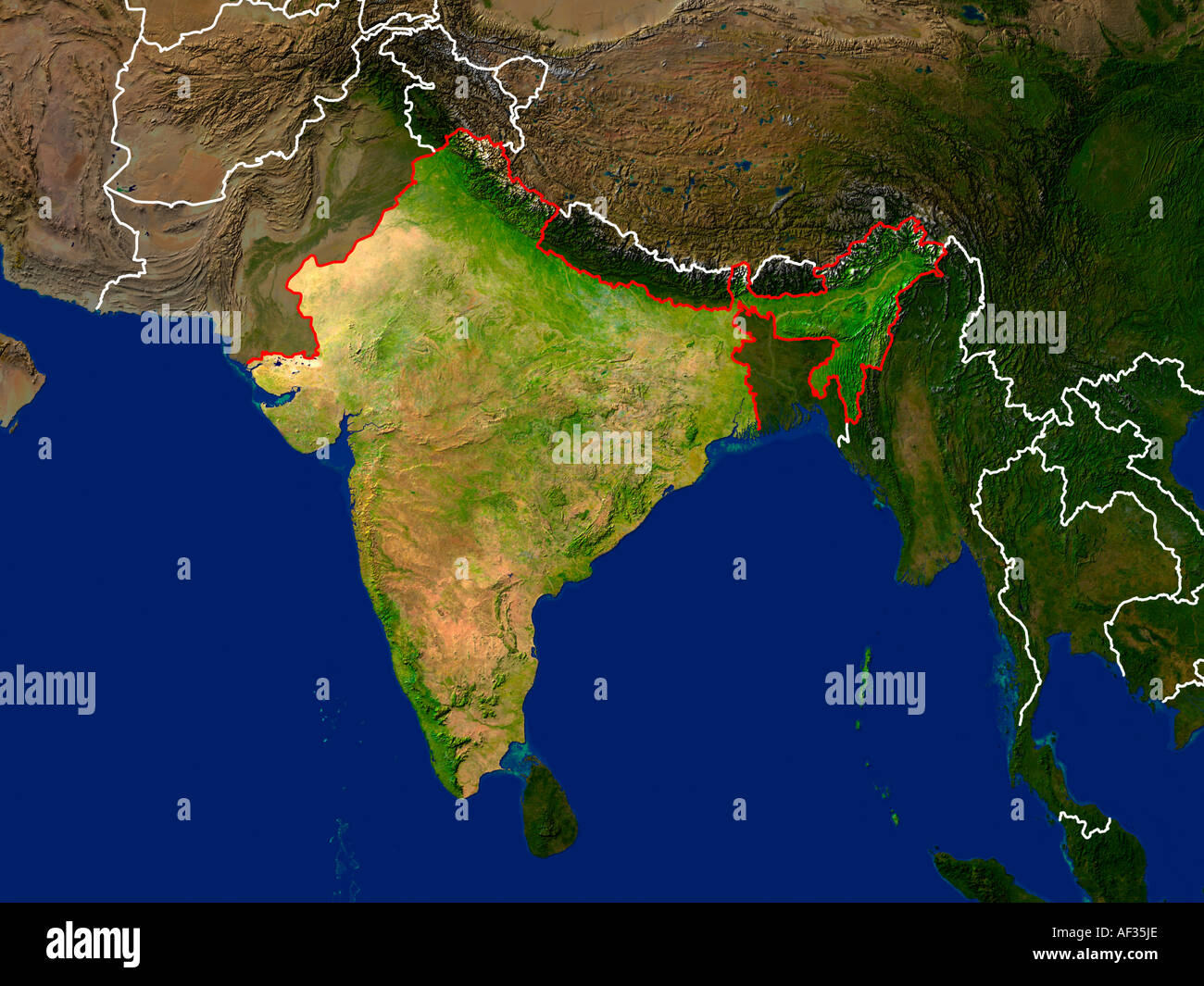 Map satellite geography india hi-res stock photography and images - Alamy