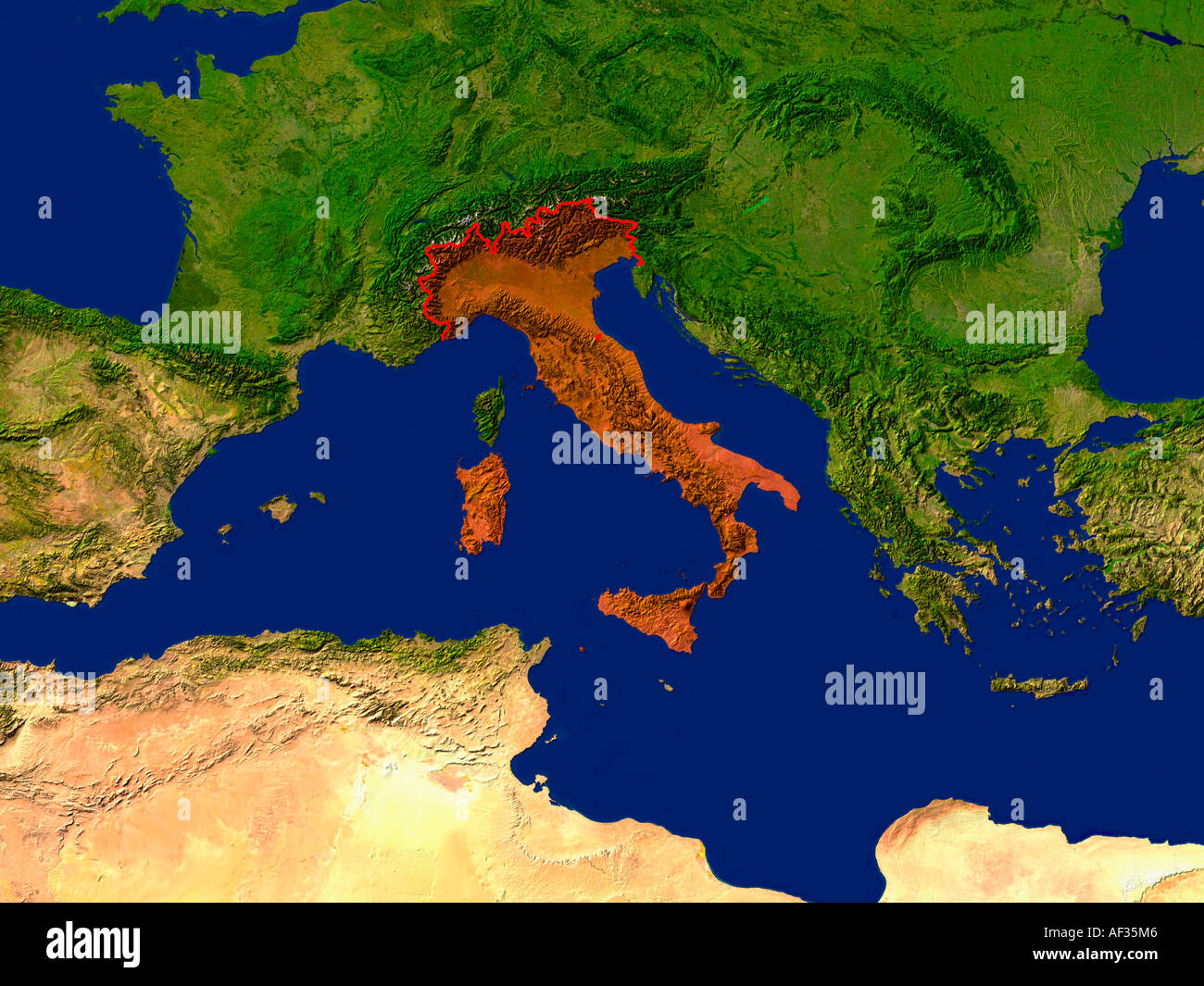 Map satellite geography italy hi-res stock photography and images - Alamy