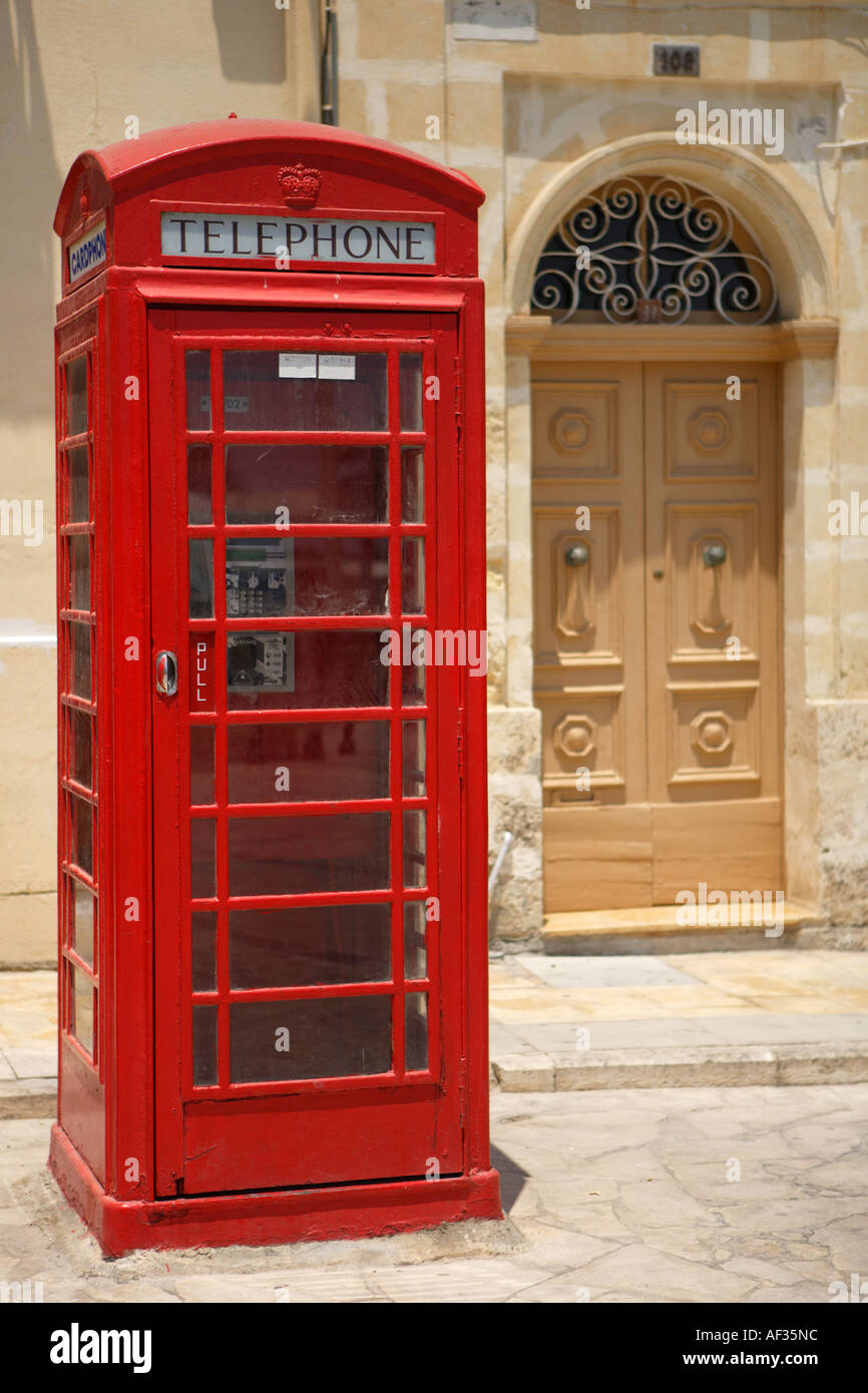 Traditional Red British Telephone Box at Marsaxlokk Harbour, Malta ...