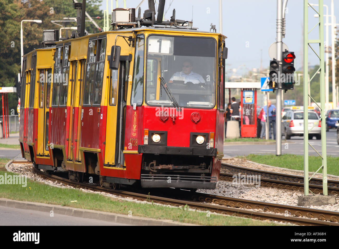 Warsaw Poland city centre public transport tram network Stock Photo - Alamy